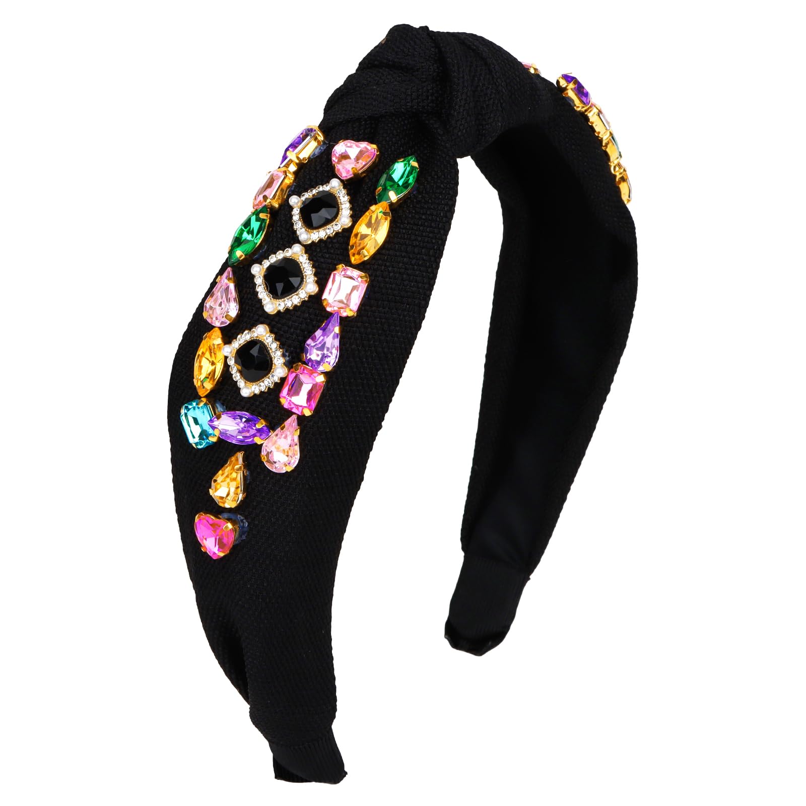 Amazon.com : Ondder Black Knotted Headbands for Women Jeweled Headband ...