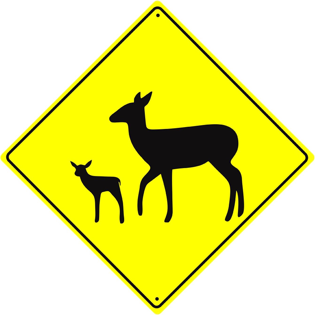 Amazon.com: WAGSUO Deer Crossing Signs Square Funny Metal Signs for ...