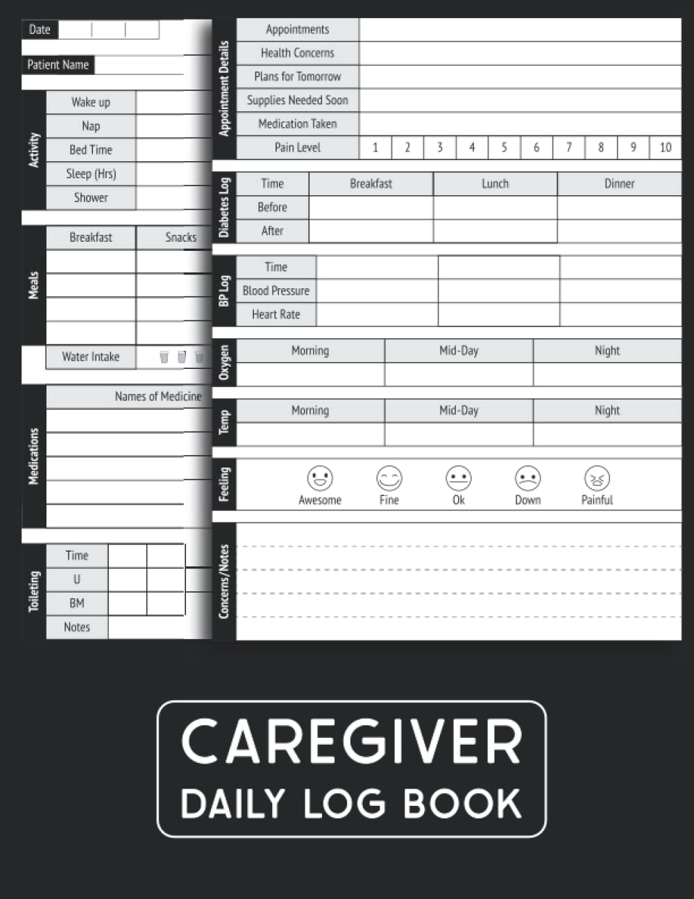 Caregiver Daily Log Book: Care Log Journal - Daily Log Book for ...