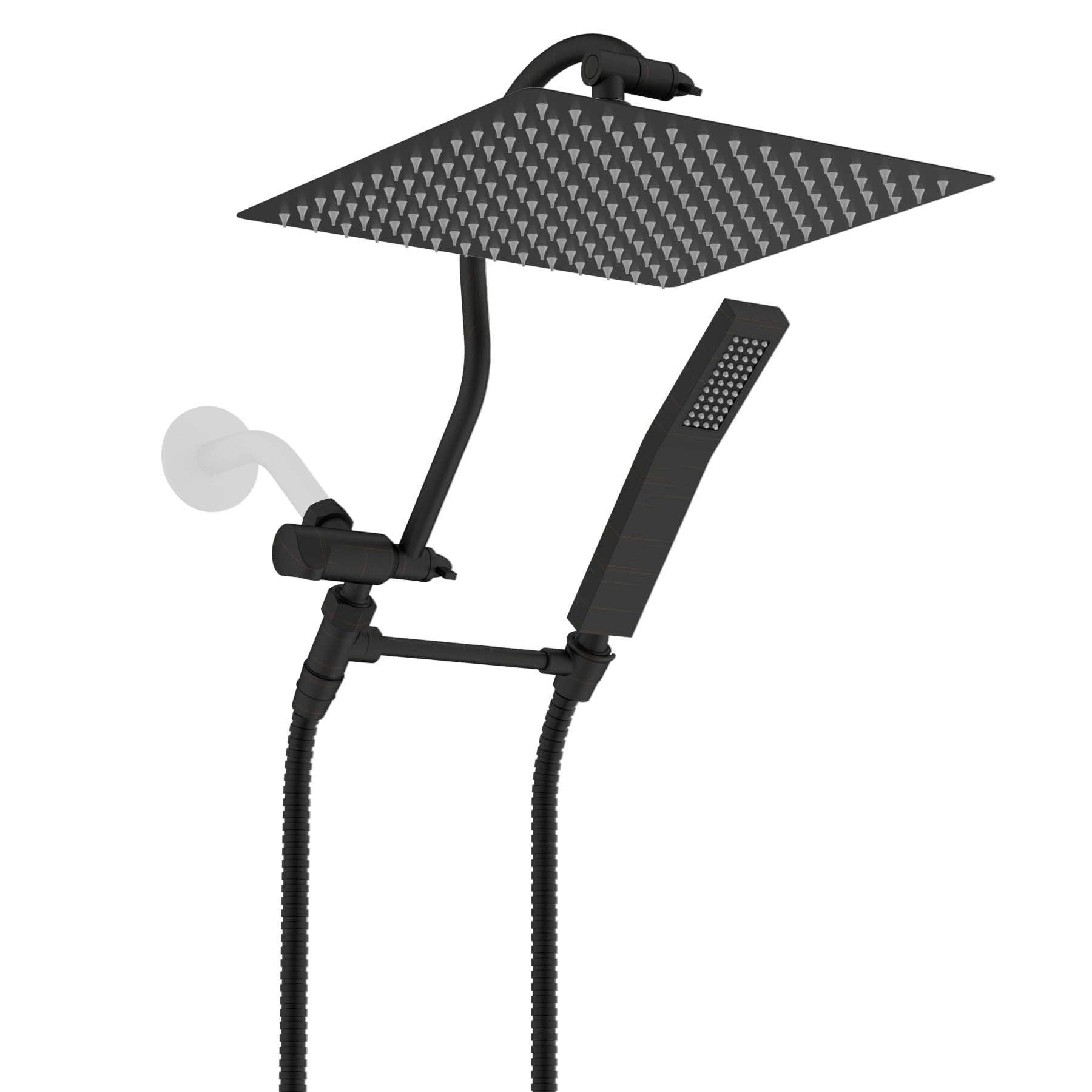 Hibbent Oil Rubbed Bronze Square Shower Head Combo, 10-Inch Rain Shower ...