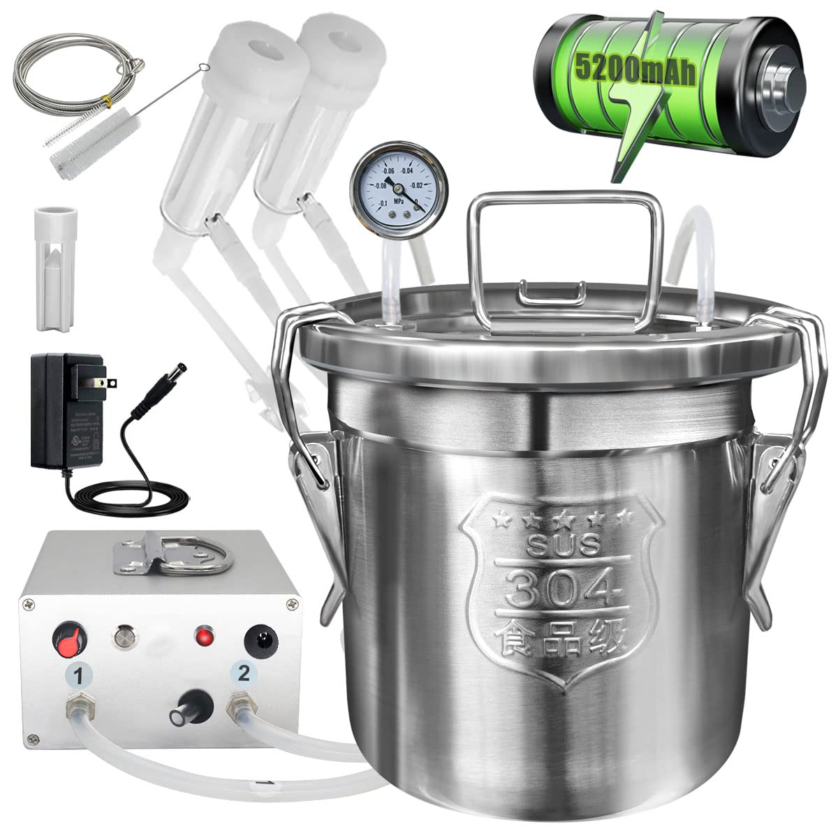 Buy Hantop 5L Goat Milking Machine, Rechargeable Pulsation Constant ...