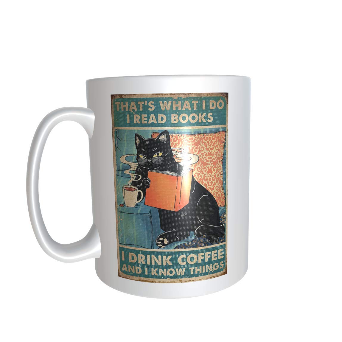 Amazon.com | Cat Lovers Coffee Mug Cat That's What I Do I Read Books i ...