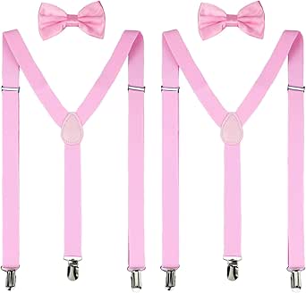 Amazon.com: 2 Sets Suspender Bow Tie Set for Men Y Shape Adjustable ...