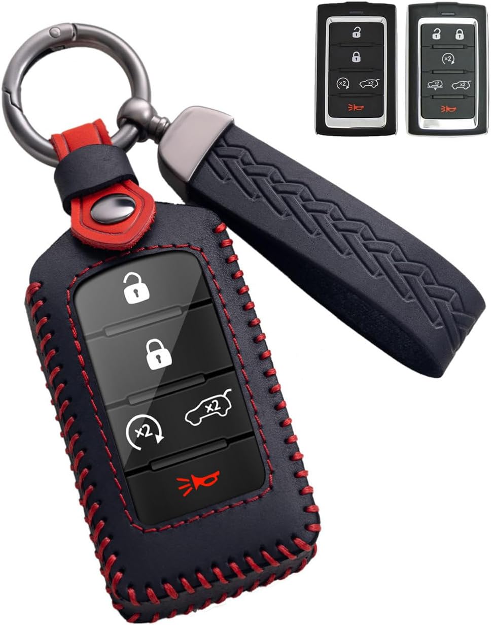 Amazon.com: YINEOR for Jeep Key Fob Cover Leather Car Key Case ...