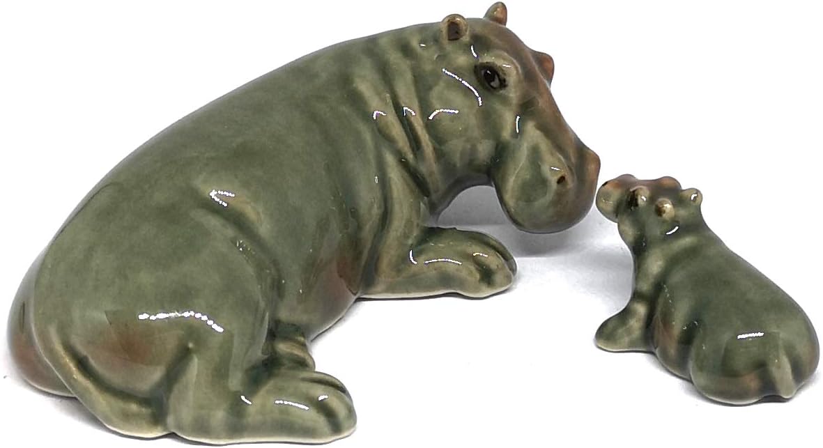 Amazon.com: ZOOCRAFT Ceramic Hippo Figurine Hand Painted Porcelain ...
