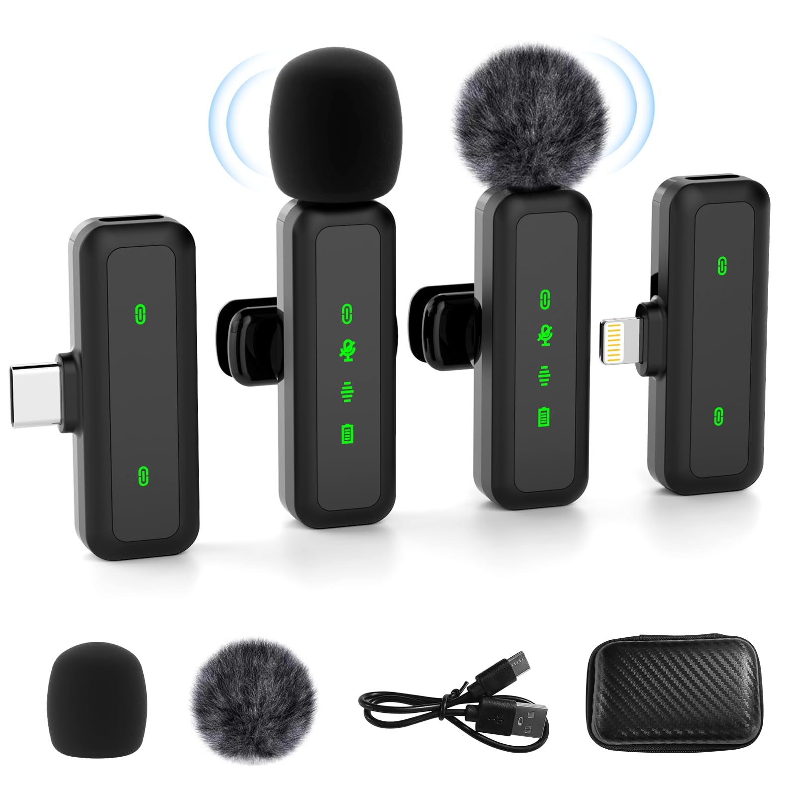 Wireless Lavalier Microphone for iPhone/iPad/Android Phone,Clip on ...