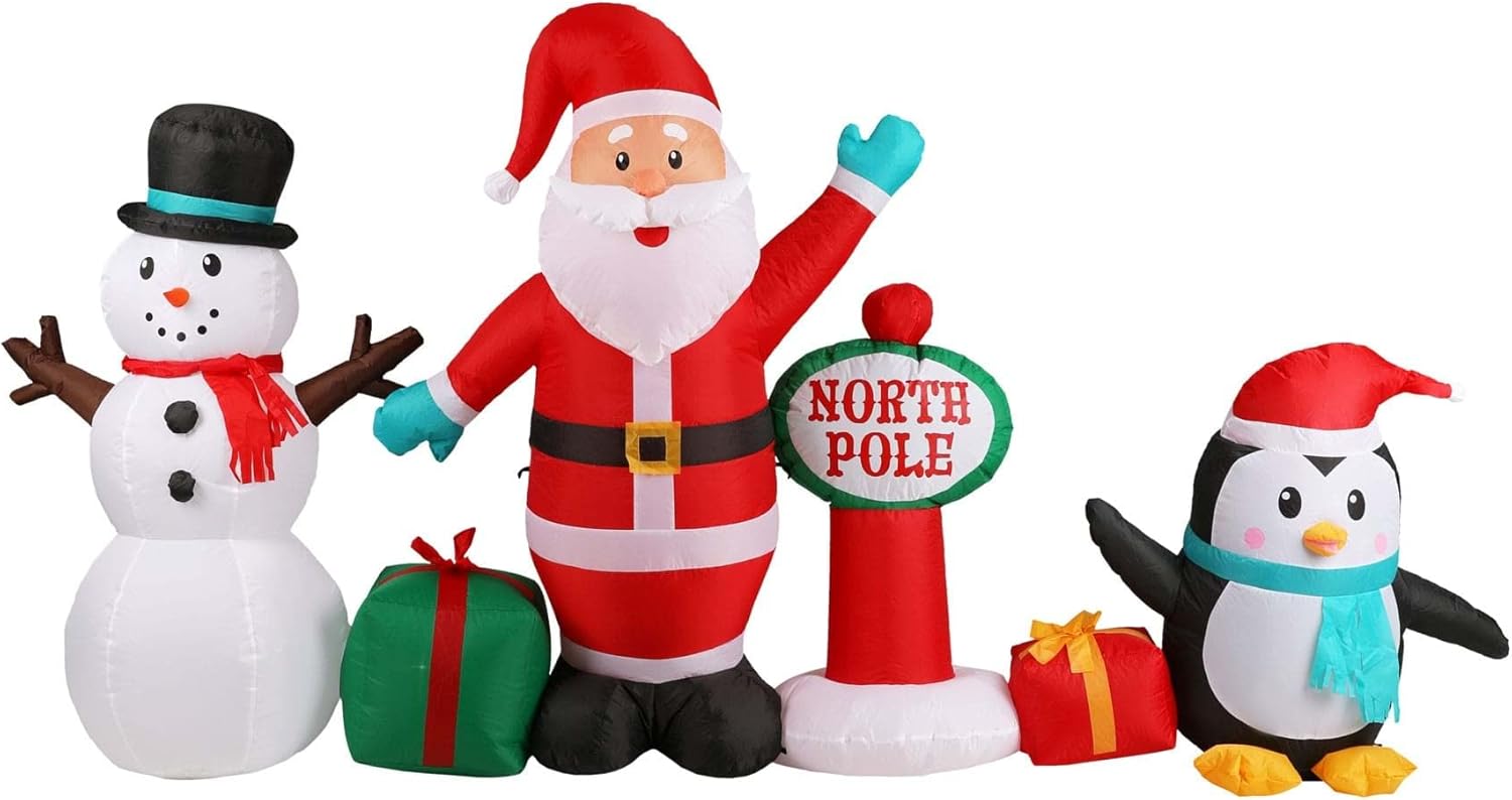 Amazon.com: FUN Costumes 10 Ft Wide North Pole Holiday Inflatable Scene ...