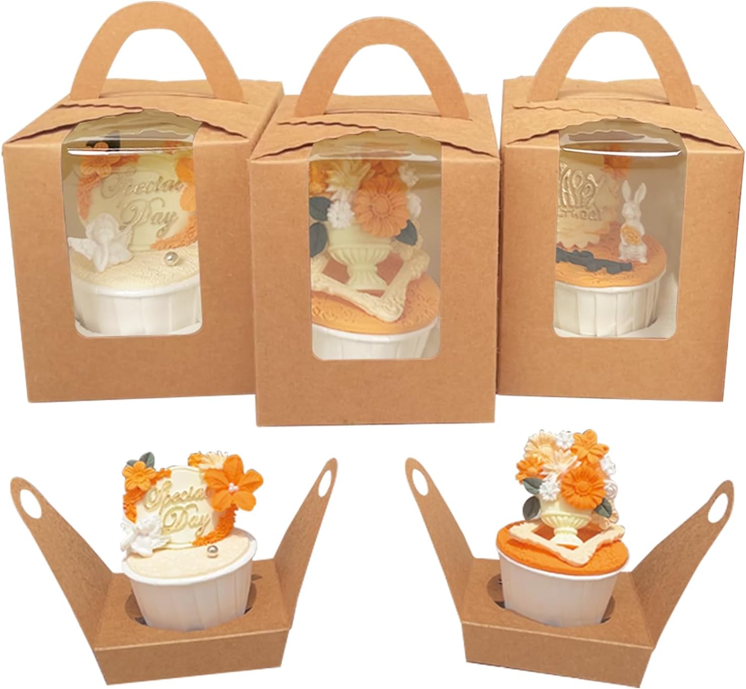 Amazon.com: Bakepacker Auto-pop up Individual Cupcake Boxes with Window ...