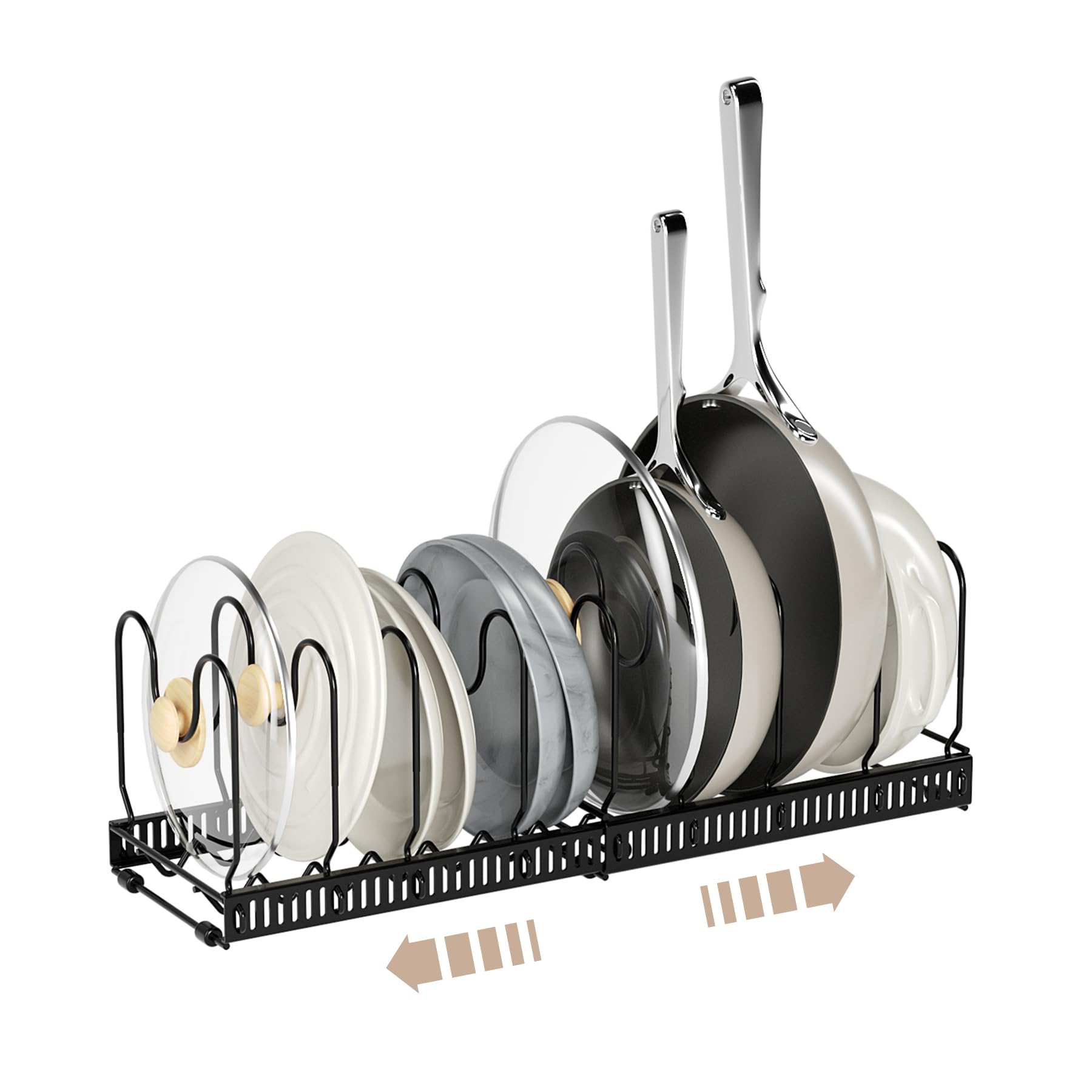 Hawthyhome Pan Organiser Rack for Cupboard，Expandable pan storage rack ...