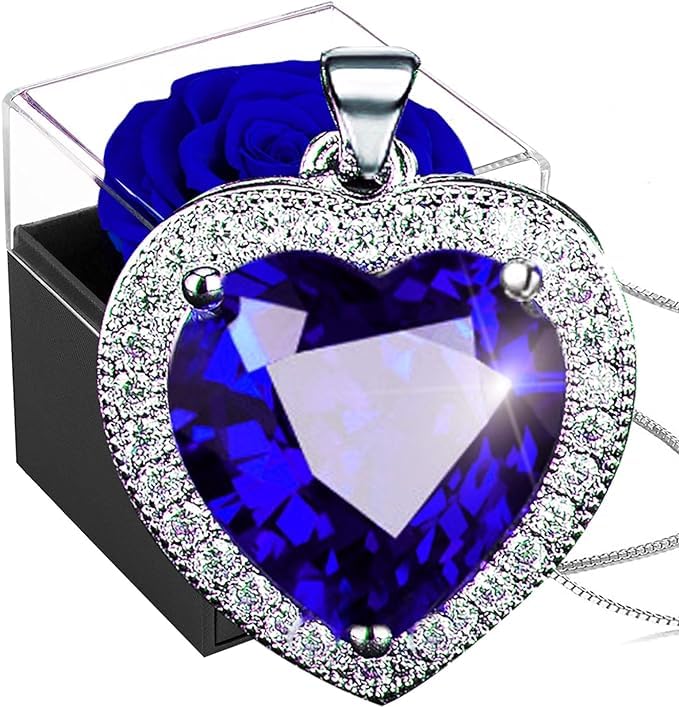 Eternal Rose with Chain 925 Silver, Infinity Rose Box with Heart ...