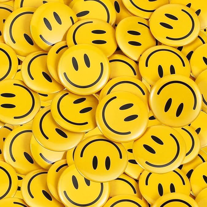 Gifting Square Smiley Emoji Face Pin Badges : Amazon.in: Toys & Games