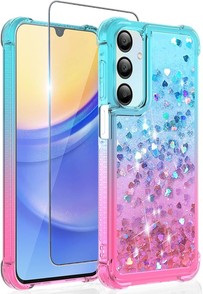 Amazon.com: Guzhthi for Galaxy A16 5G Case: Clear Glitter Flowing Liquid Quicksand Shockproof ...