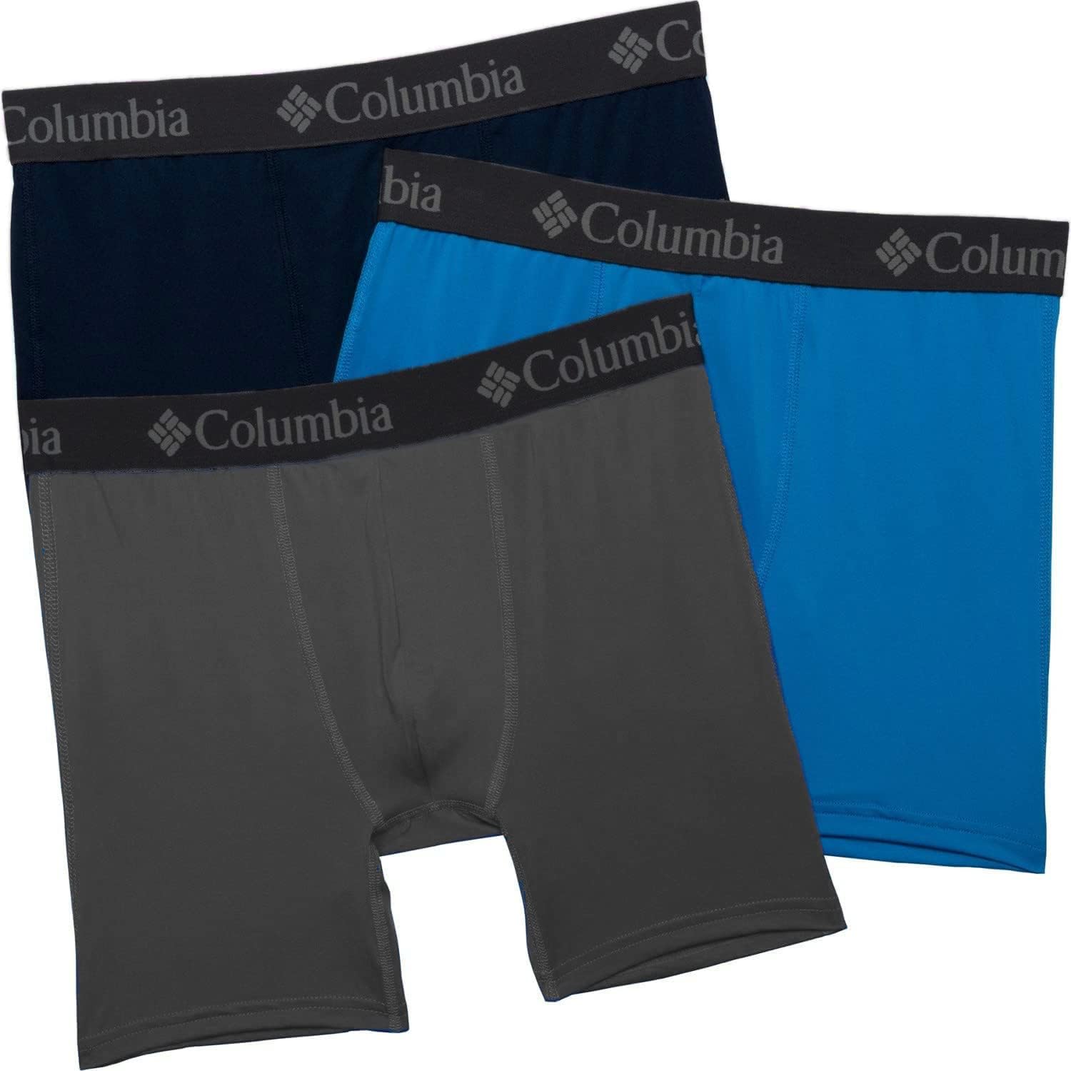 Columbia Men's Overall Mesh Boxer Brief 3 Pair, Charcoal/Compass Blue ...