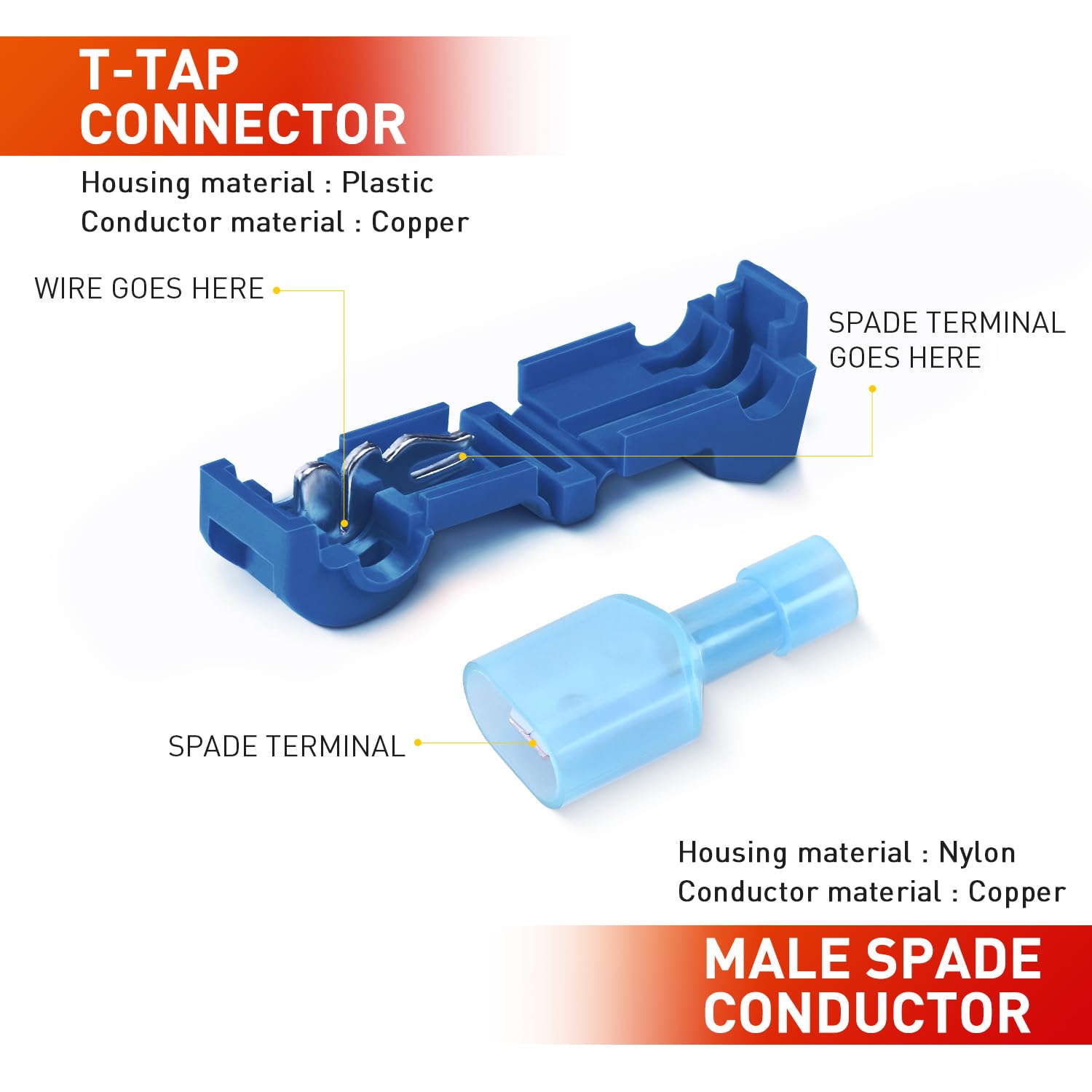 Snapklik.com : 120PCS/60 Pairs Quick Splice Disconnect Wire Terminals T ...