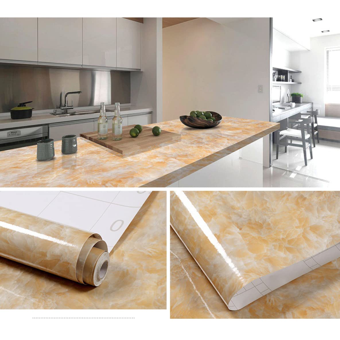 Amazon.co.jp: QQZSG Wallpaper Seal, Glued, Wallpaper, Marble Sheet ...