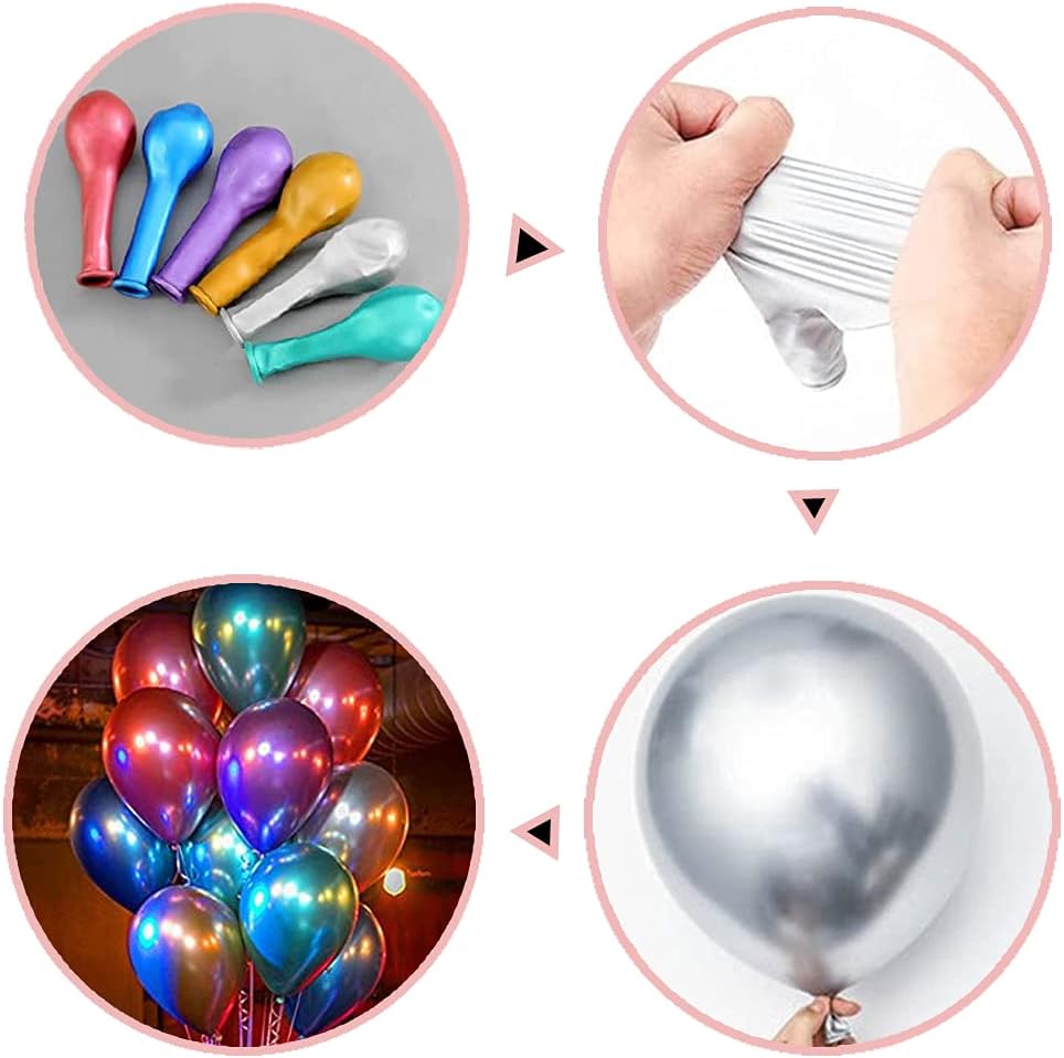 100PCS Metallic Balloons Assorted Colors, 5 inch Metal Party Balloons ...