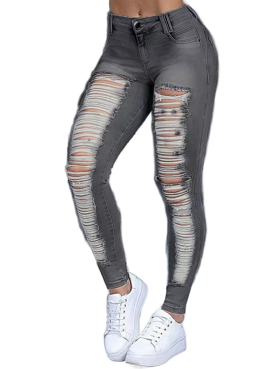 Flamingals Distressed Skinny Jeans for Women Sexy Booty Shaping Stretch ...