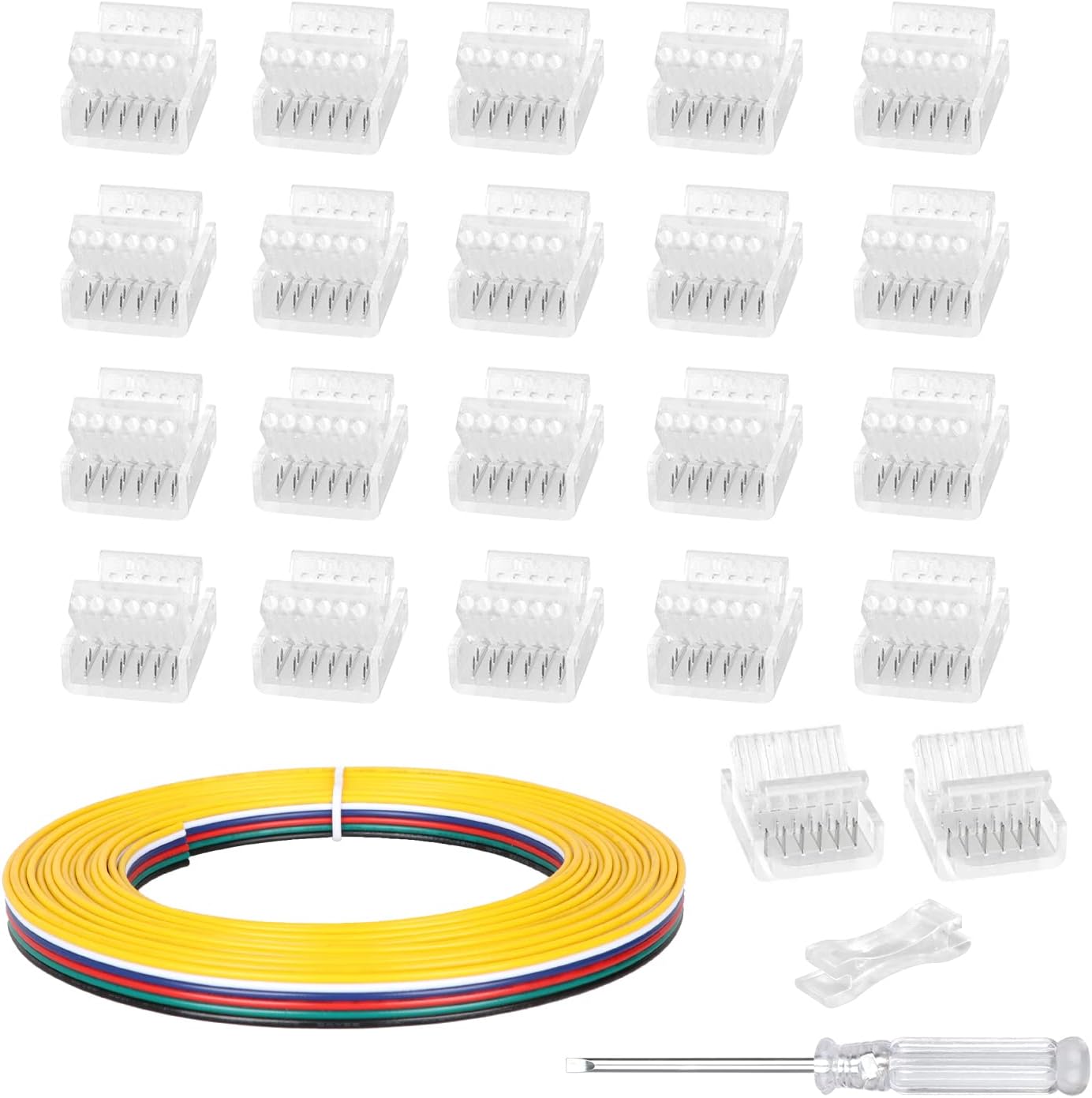 12 Pieces 6 Pins LED Strip Connectors Set L Shape LED Strip Light ...