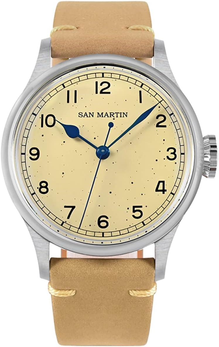 San Martin Pilot NH35 Movement 100M Diving Watch 38.5mm Freckles Dial Leather Strap in Nepal at ...