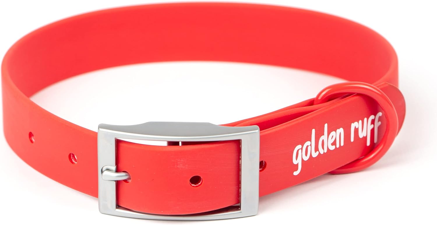 Amazon | golden ruff 犬 首輪 ベーシック 犬の首輪 ソフトPVC 防水 ゴールデンラフ カラー (S, レッド ...