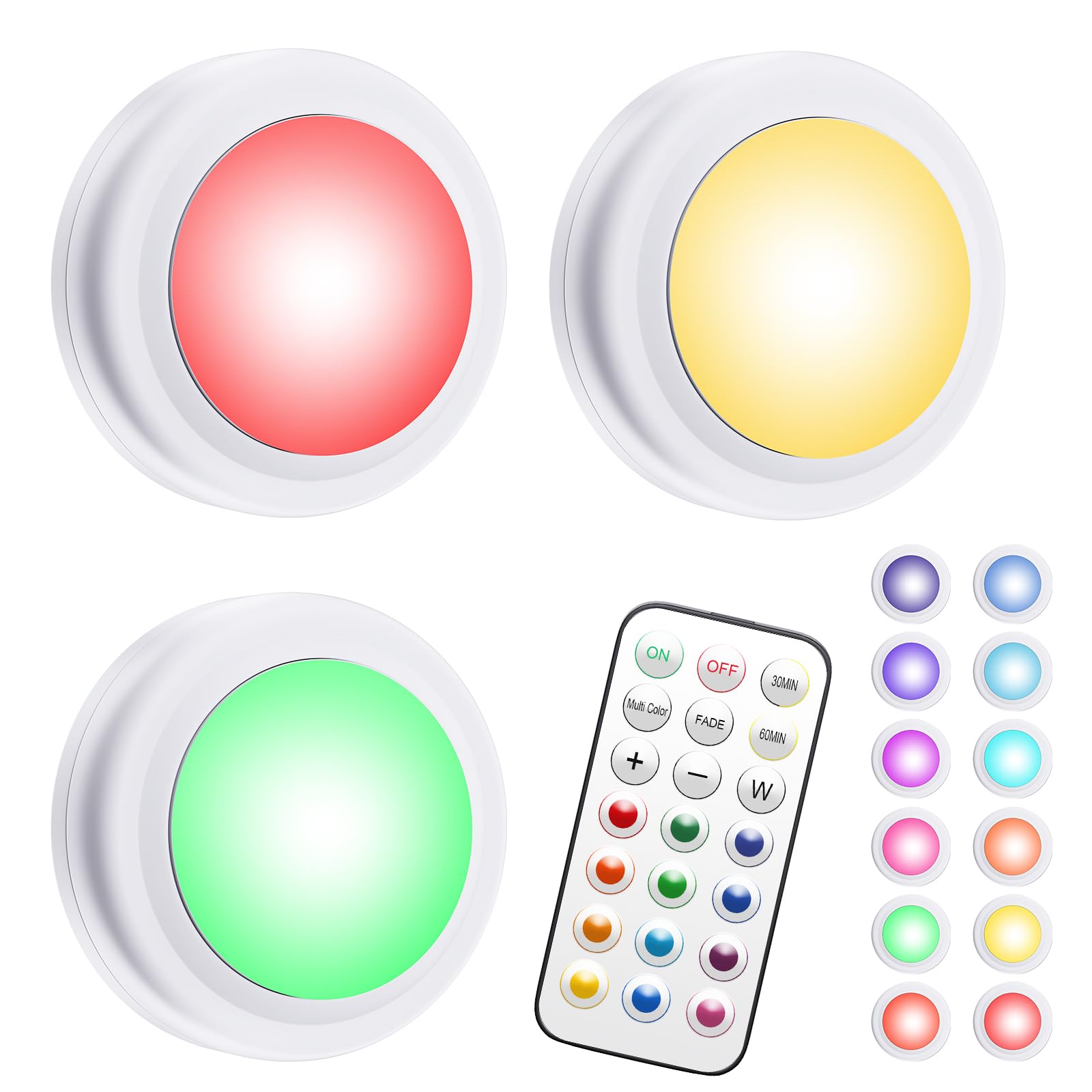 AnyEnjoy Puck Lights with Remote,13 Colors Changeable LED Puck ...