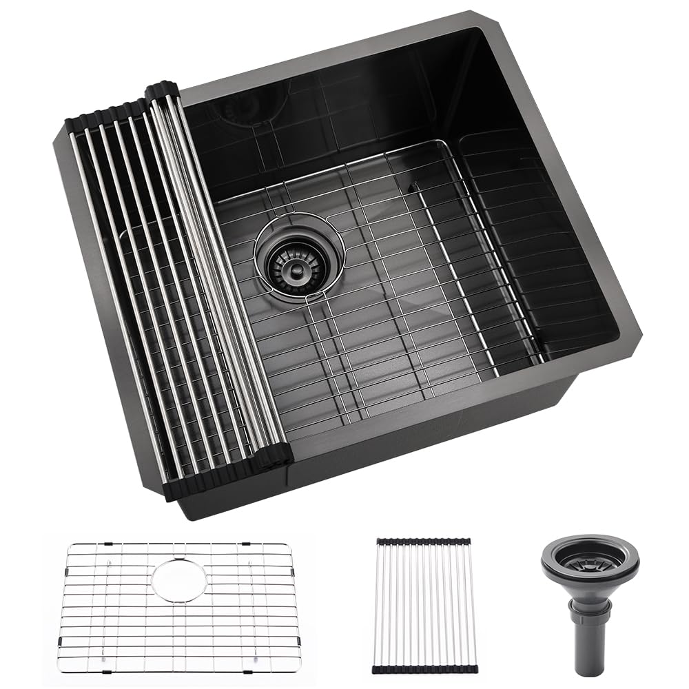 Black Stainless Steel Utility Sink Undermount-Hovheir 21"x18"x12" Matte ...