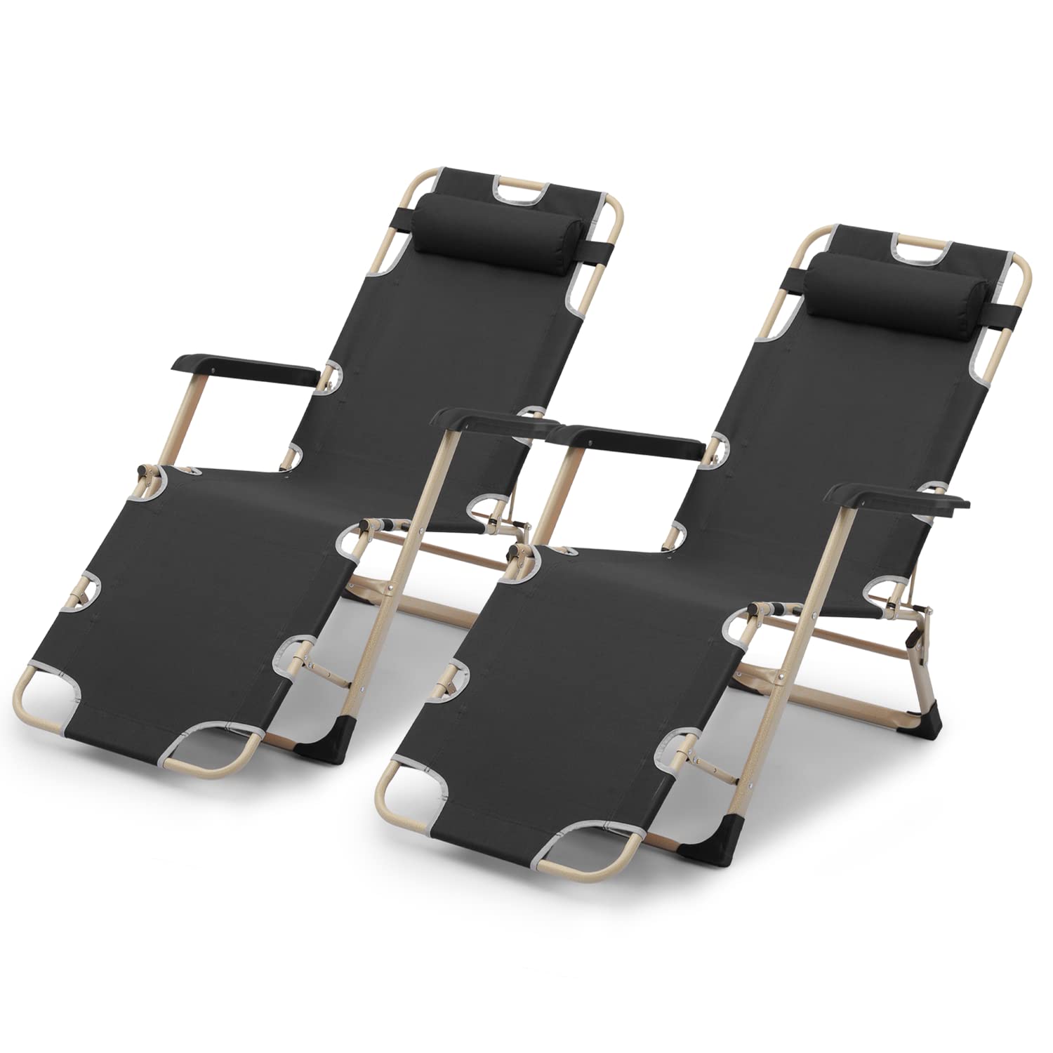 Amazon.com : MoNiBloom Patio Folding Lounge Chair Set of 2 Outdoor Lawn ...