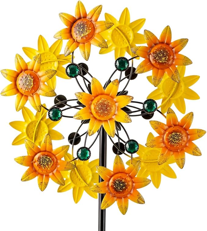 Amazon.com: VEWOGIFT Sunflower Wind Spinners Outdoor, Metal Kinetic ...