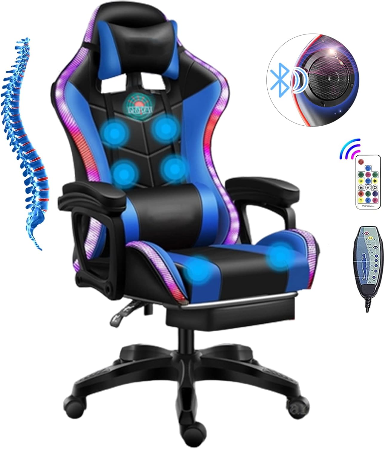Amazon.com: Gaming Chair - Ergonomic Gaming Chair with Footrest Seven ...