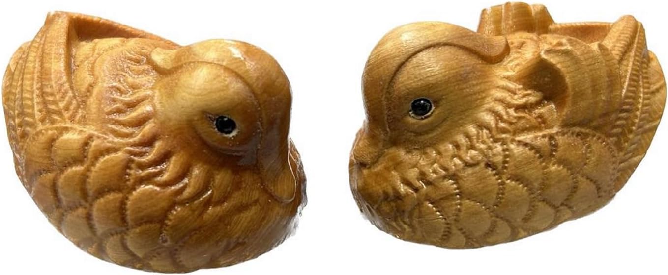 Amazon.com: DMtse Feng Shui Carved Natural Wood Pair Mandarin Ducks for ...