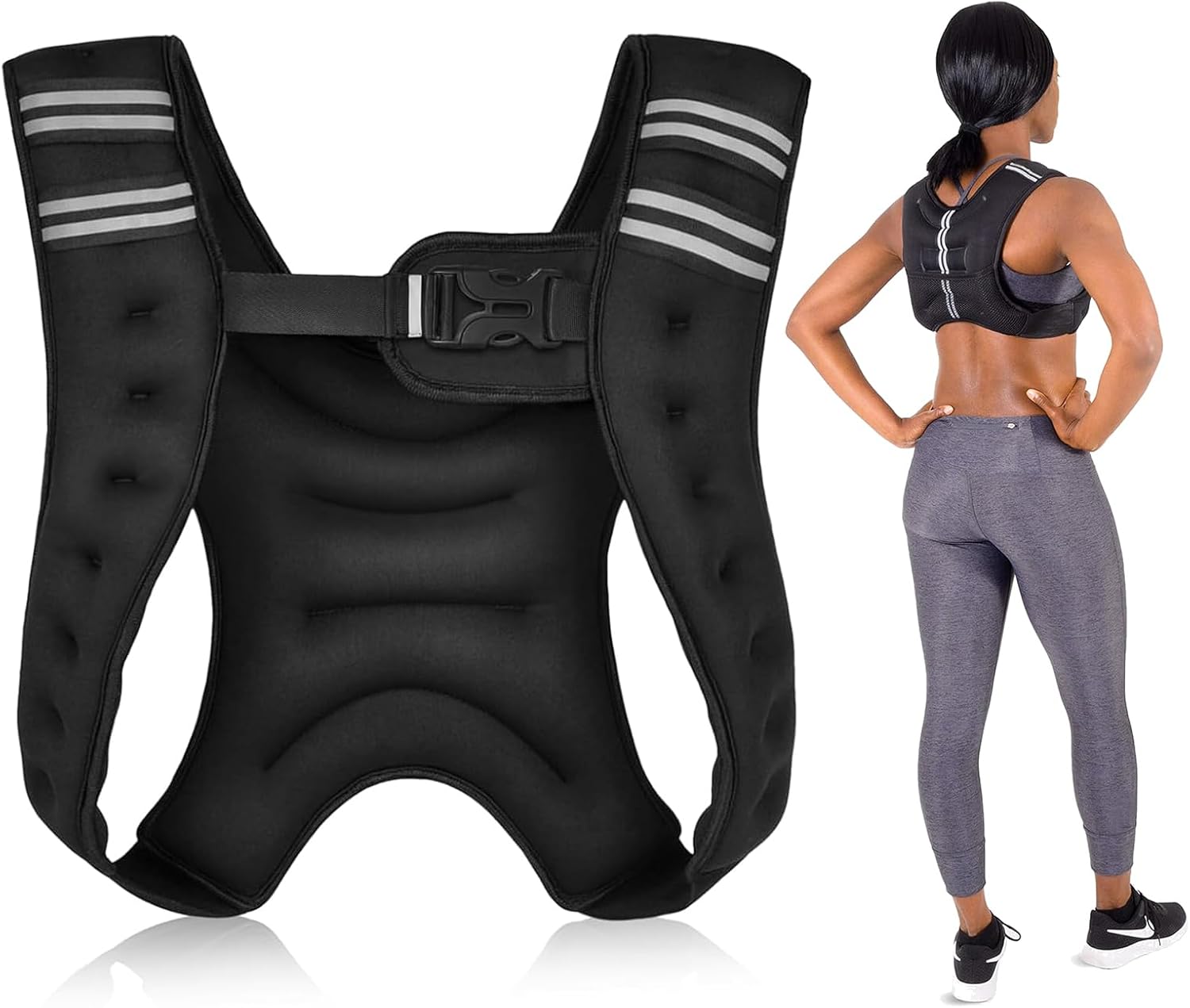 Suzmei Weight Vest 6.5lb /3KG with Reflective Stripes, Body Weight Vest ...