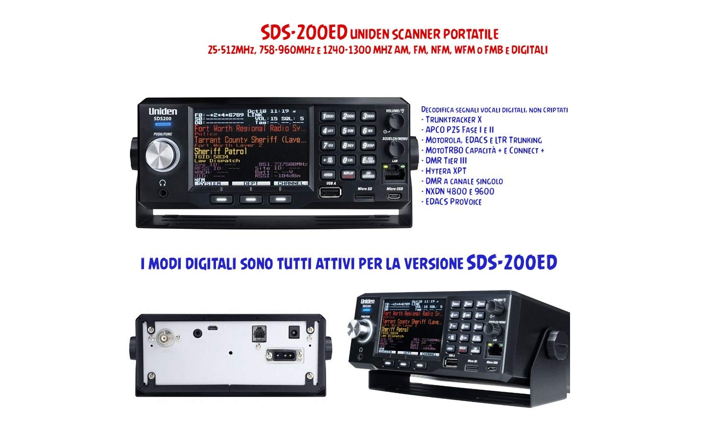 Uniden SDS200E + ACTIVATED DMR + NXDN + PROVOICE : Amazon.co.uk ...