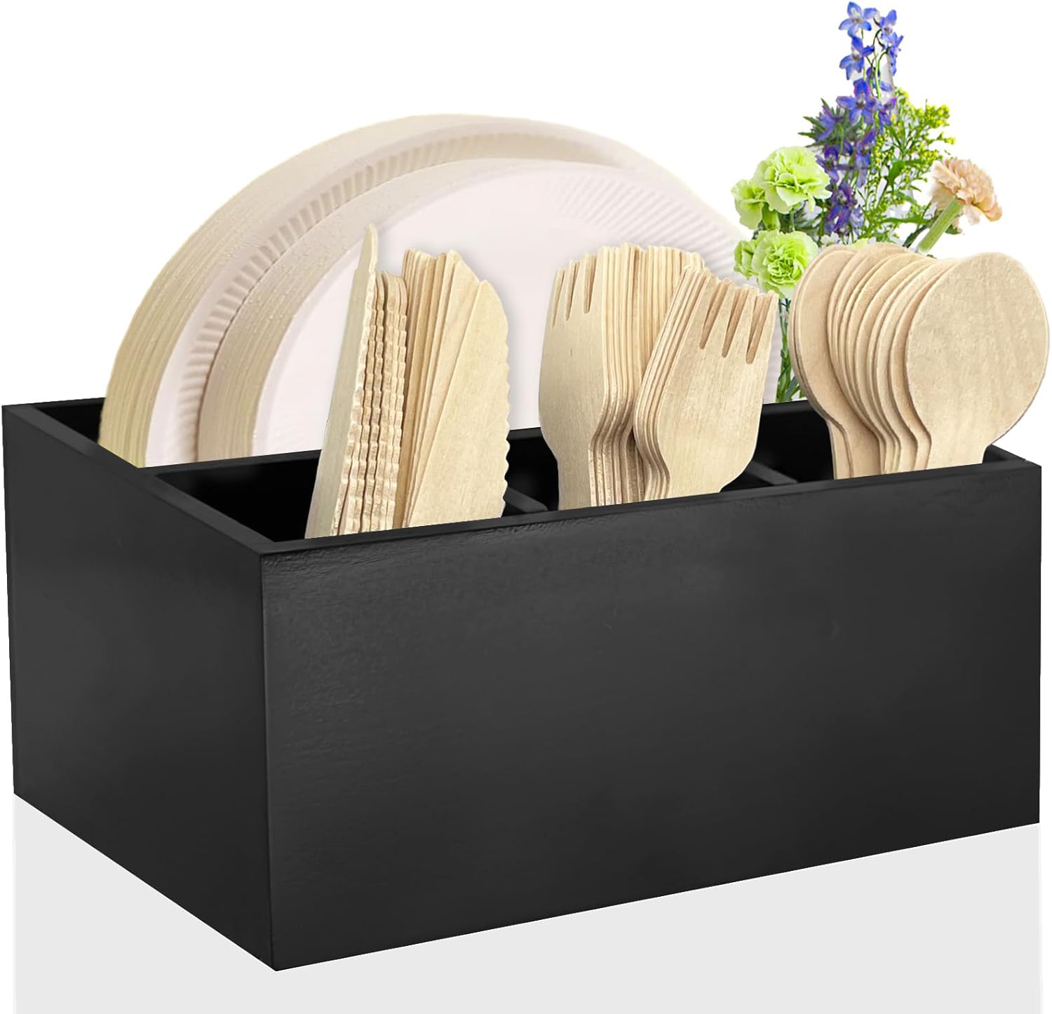 Amazon.com: QYSXHQ Silverware Caddy,Plasticware Organizer,Wooden ...