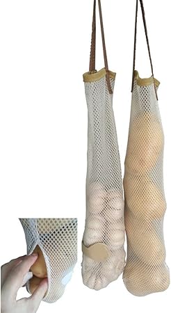Amazon.com: BUYITNOW 2Pcs Garlic Hanging Bag Reusable Mesh Vegetables ...