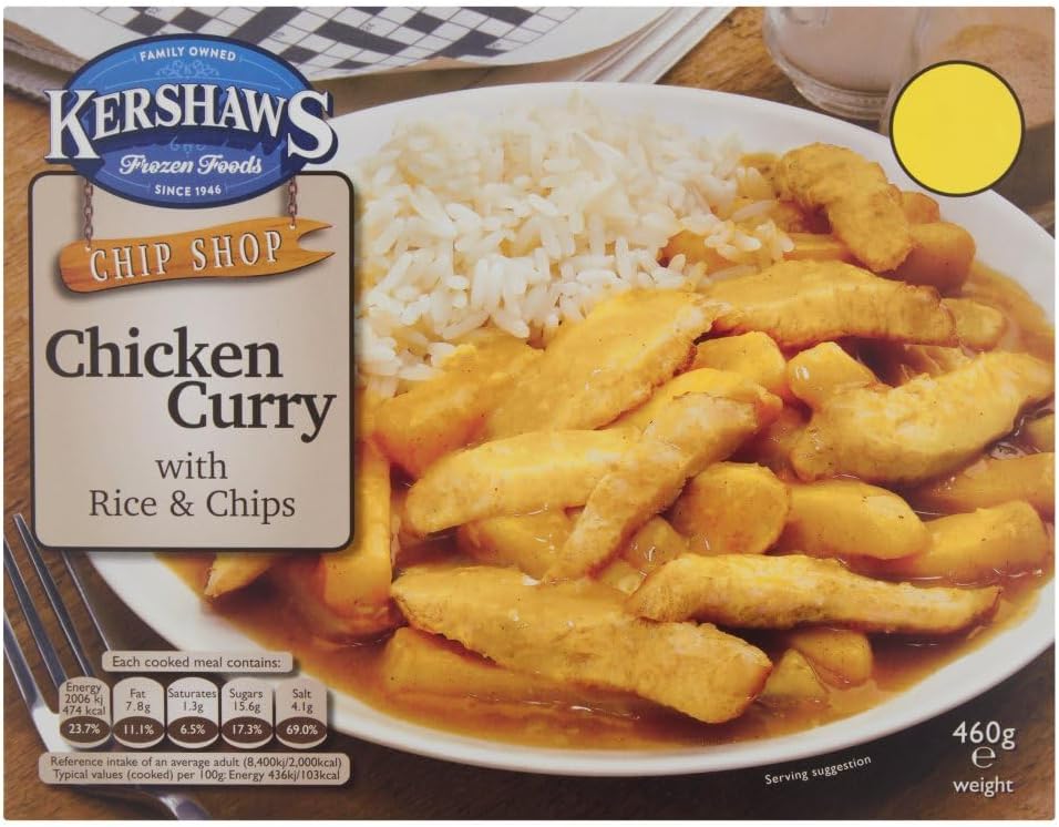 Kershaws Chip Shop Chicken Curry with Rice & Chips 460g 460g x Pack of ...