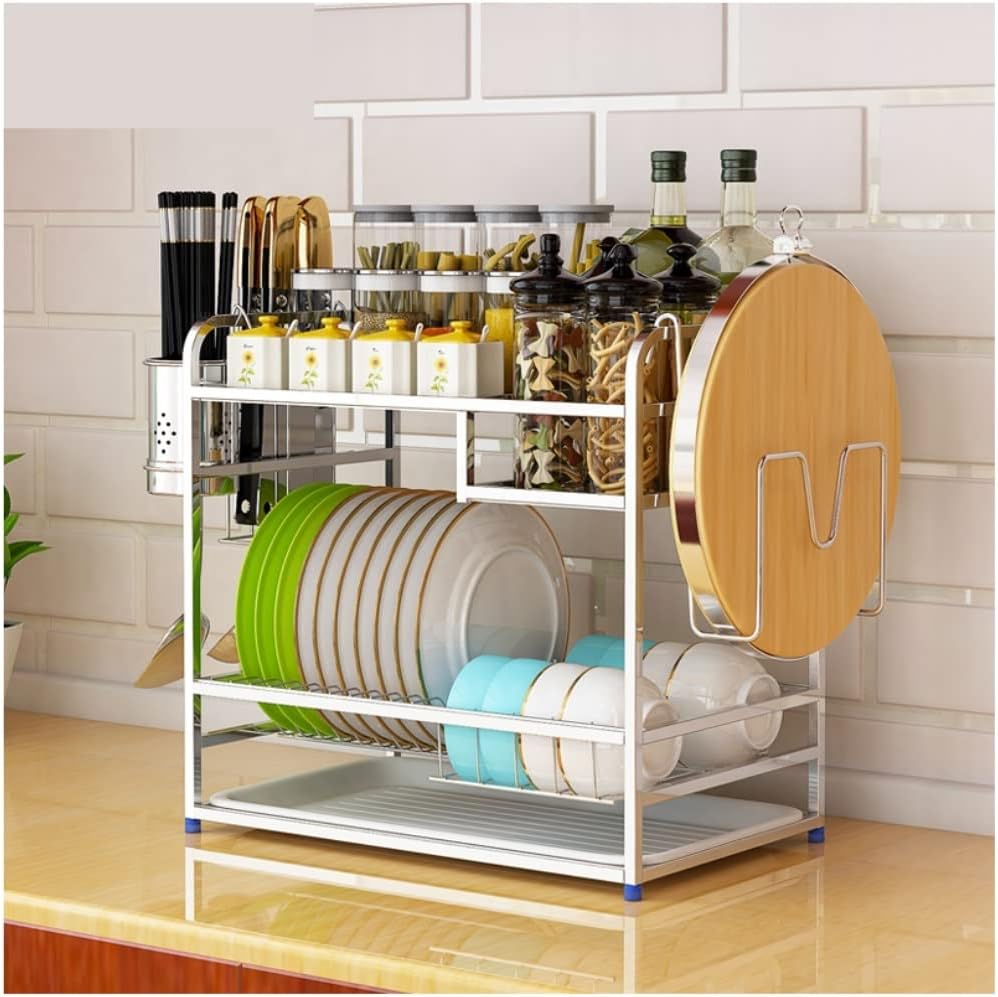 Amazon.com: NMGMJQ Dish Rack Kitchen Stainless Steel Dish Drainer Rack ...