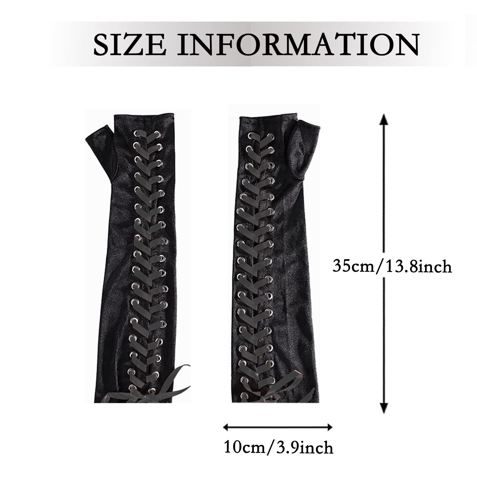 Snapklik.com : Women Satin Fingerless Gloves Lace Up Goth Elbow Gloves ...