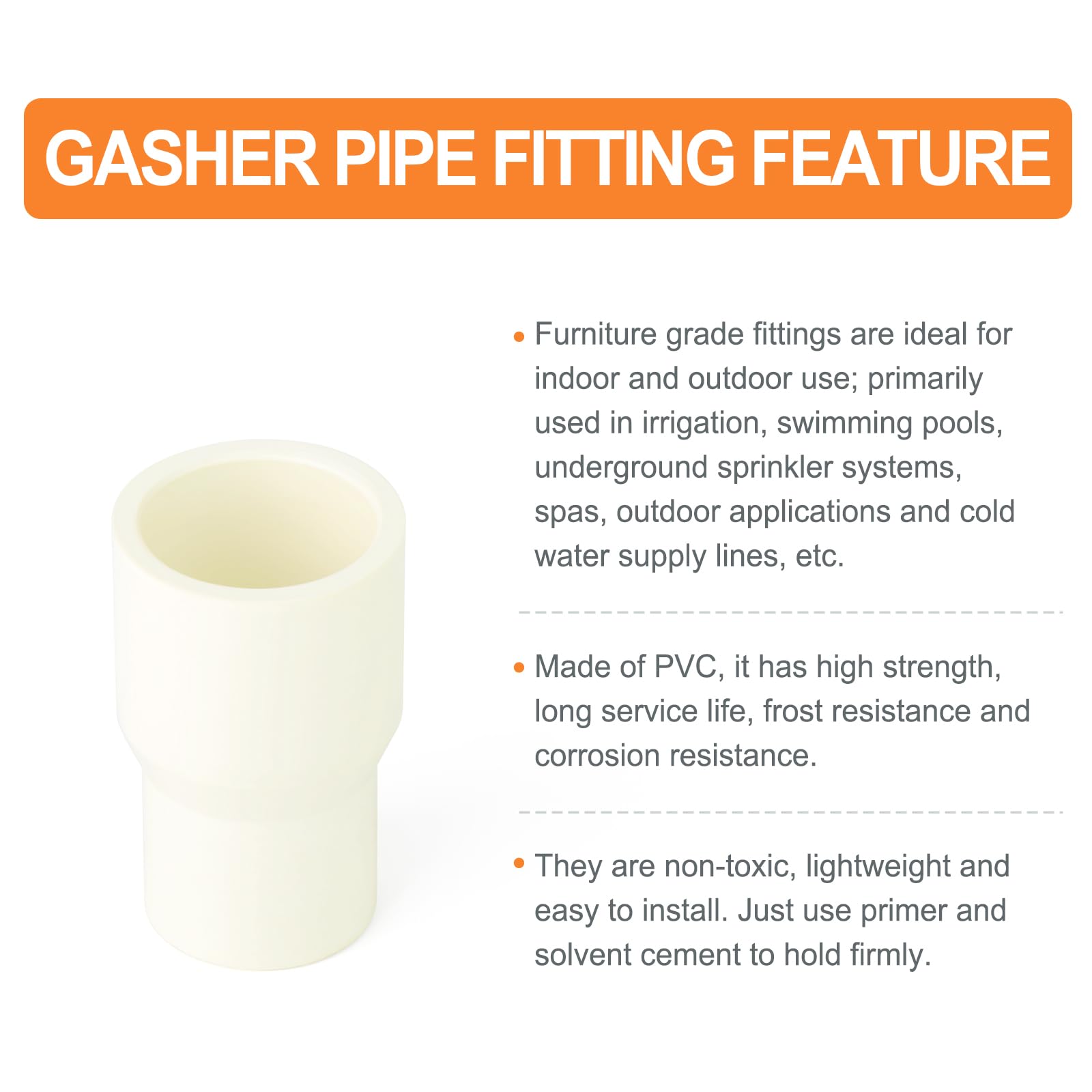 Snapklik.com : GASHER 15PCS PVC Pipe Fitting 3/4" X 1/2" PVC Reducing ...