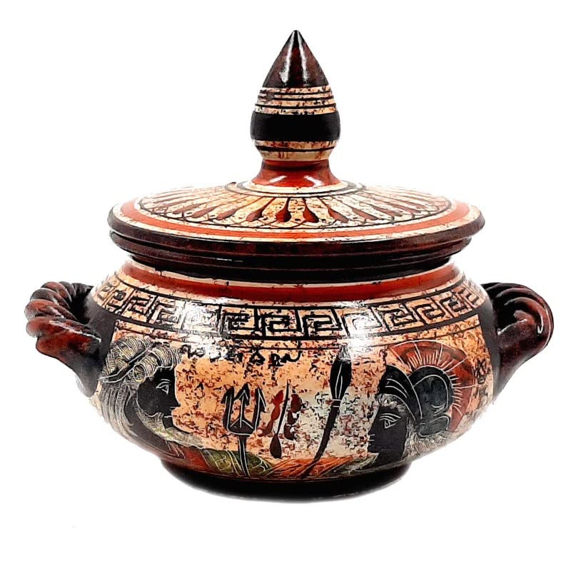 Amazon.com: Greek Pyxis 16cm Diameter,Greek Pottery, God Poseidon and ...