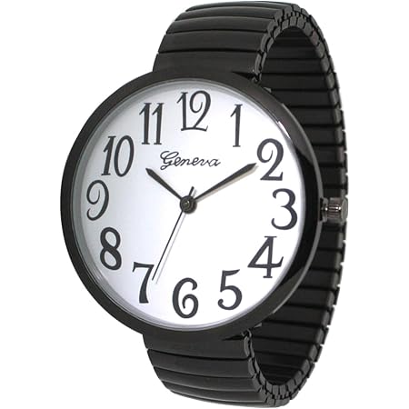 Amazon.com: Geneva Super Large Stretch Watch Clear Number Easy Read ...