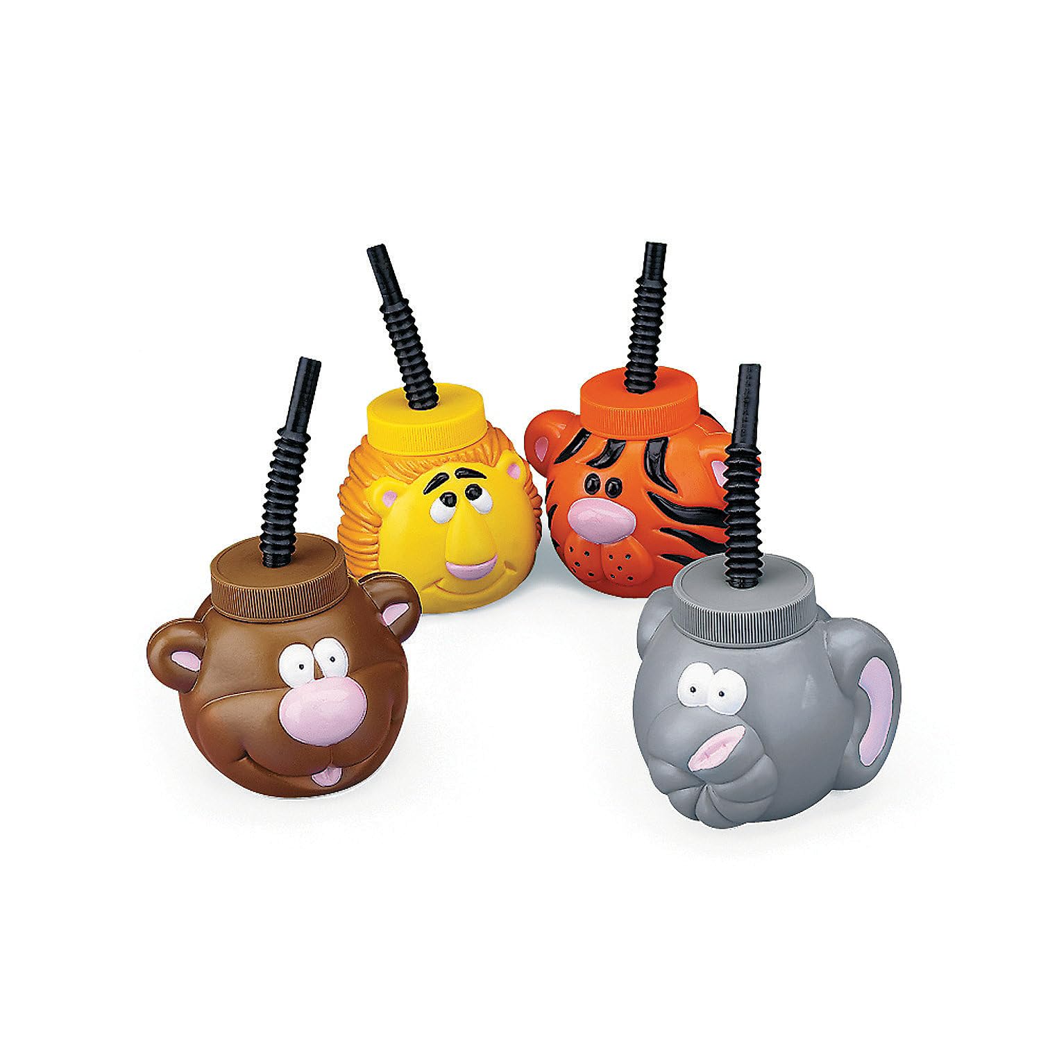 Amazon.com: Fun Express Set of 12 Pieces Zoo Animal Cups with Straws ...