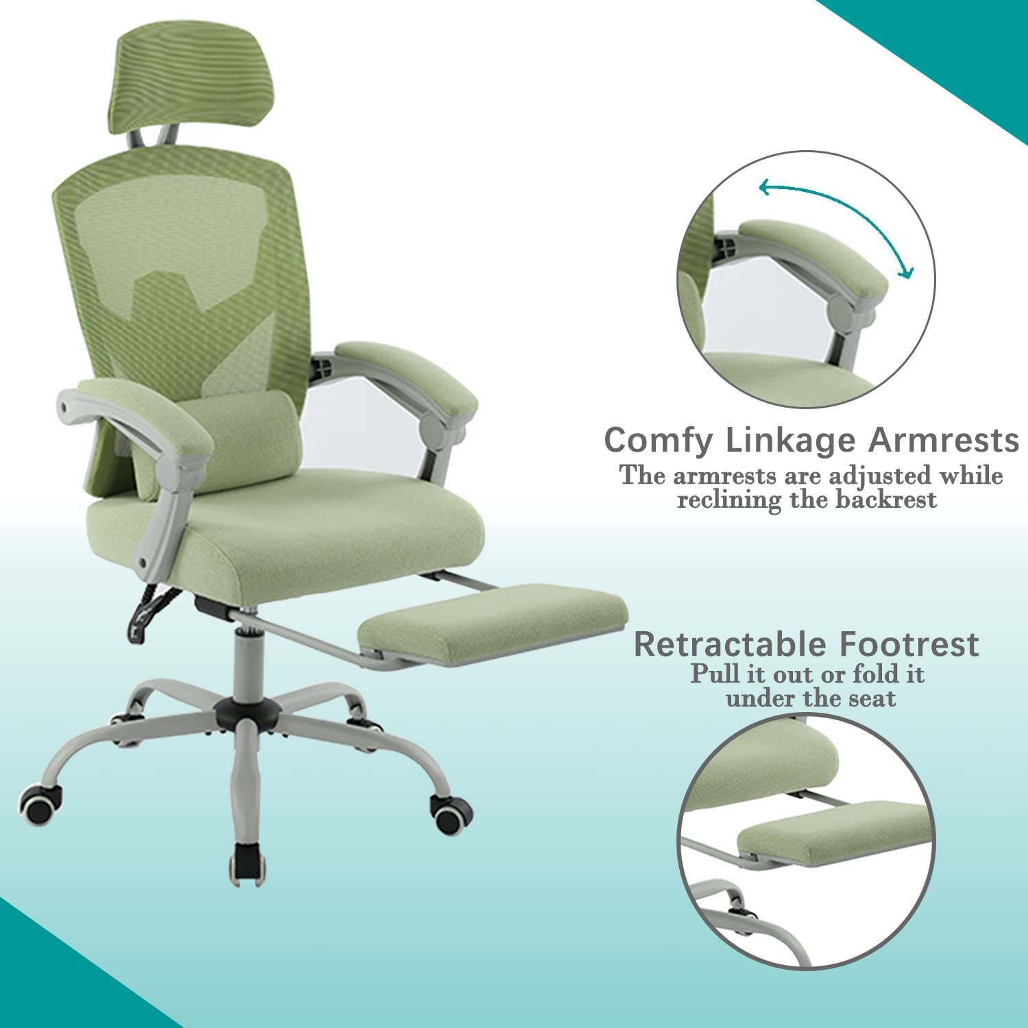 Ergonomic Office Chair, Reclining High Back Mesh Chair, Computer Desk ...