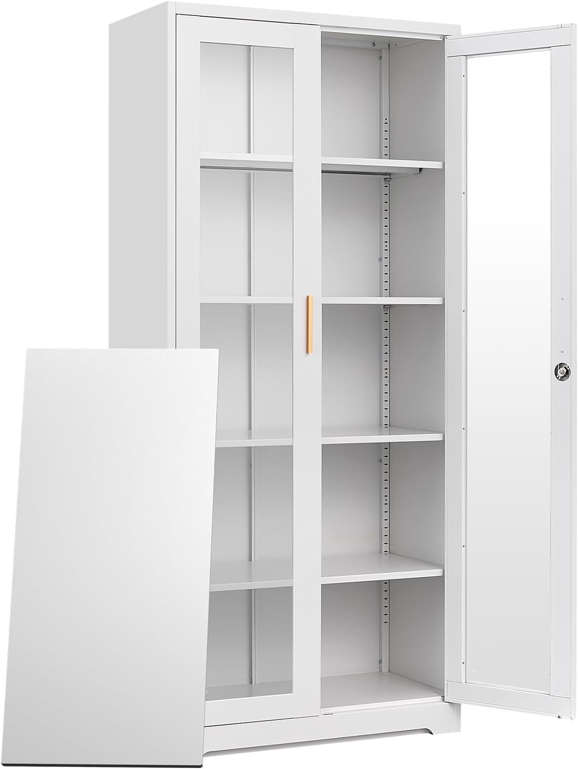 Amazon.com: Glass Display Cabinet with Doors - White Metal Curio ...