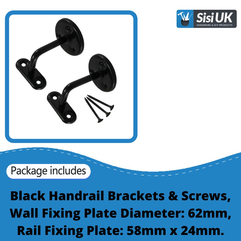 Black Support Wall Mounted Handrail Brackets Banister Support Handrail ...