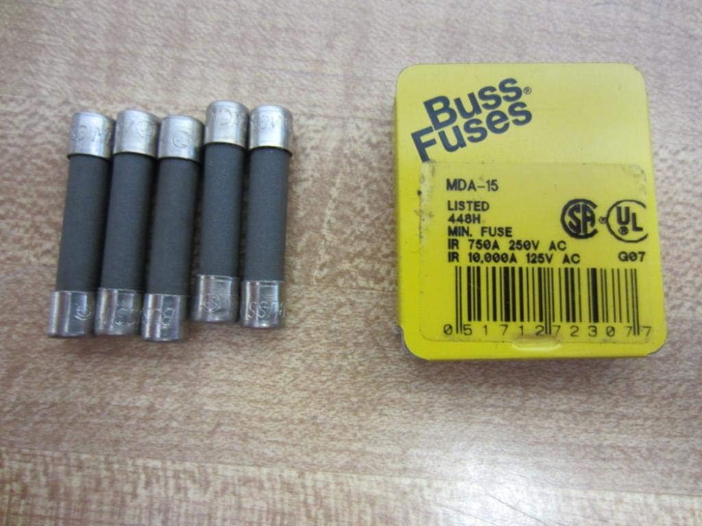 Bussmann MDA-15 15 Amp Time Delay Ceramic Tube Fuse, 250V UL Listed 5 ...
