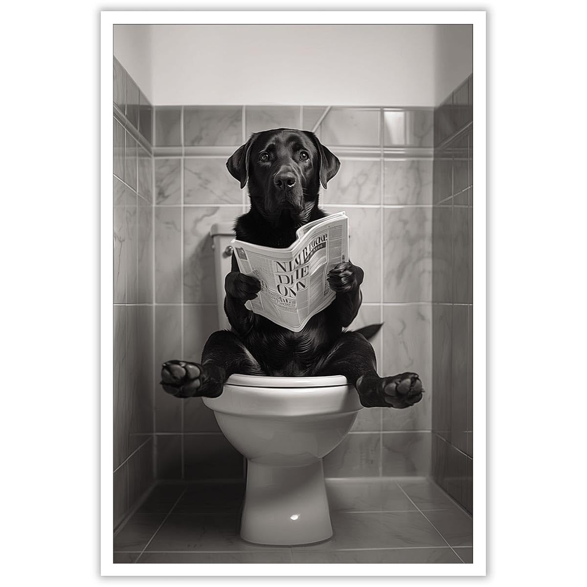 Amazon.com: Beshdomp Vintage Black Labrador Retriever Reading On Toilet ...