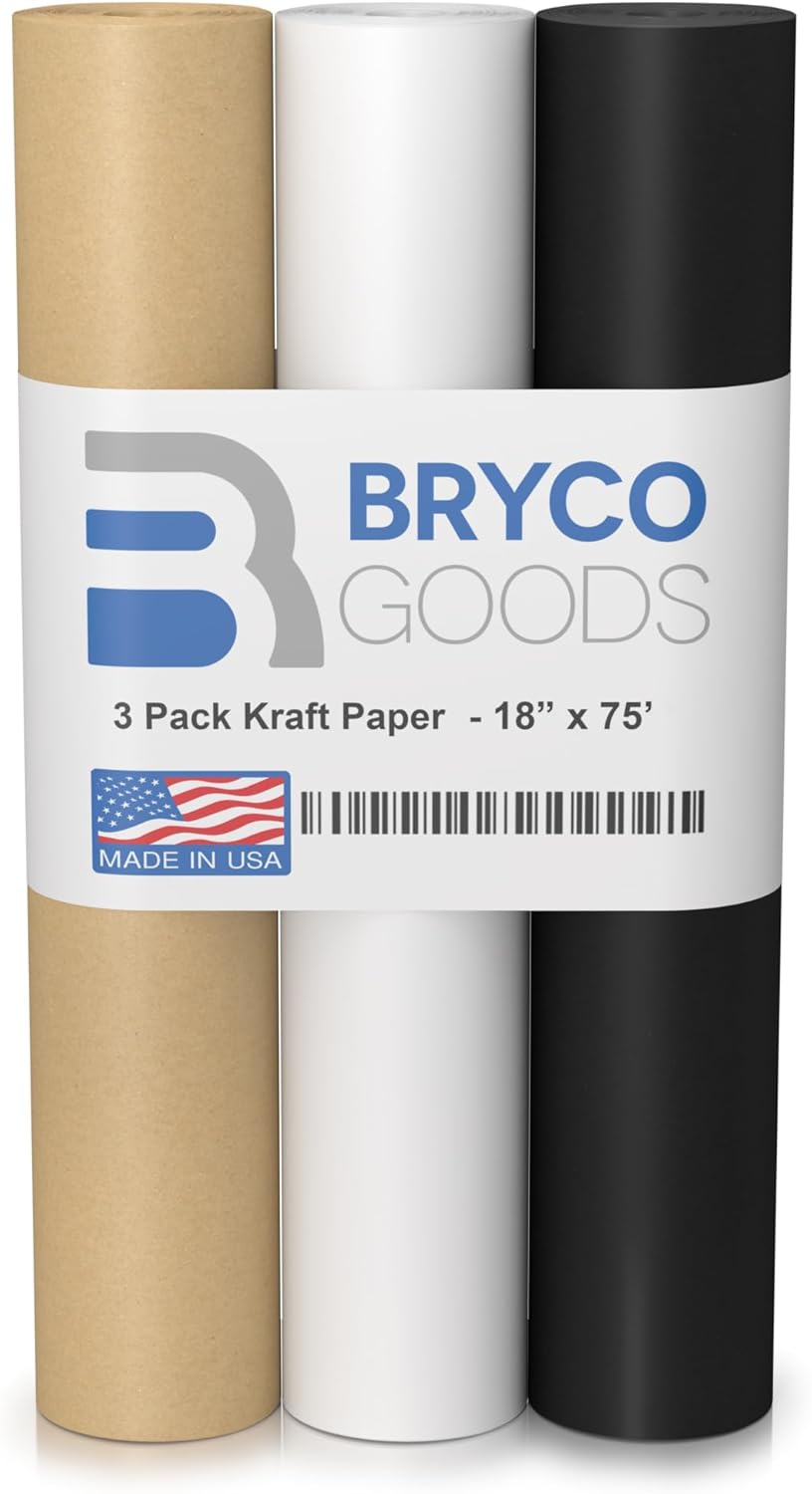 Amazon.com: Kraft Paper Roll Sample Pack - 3 Pack of 18in x 75ft Brown ...