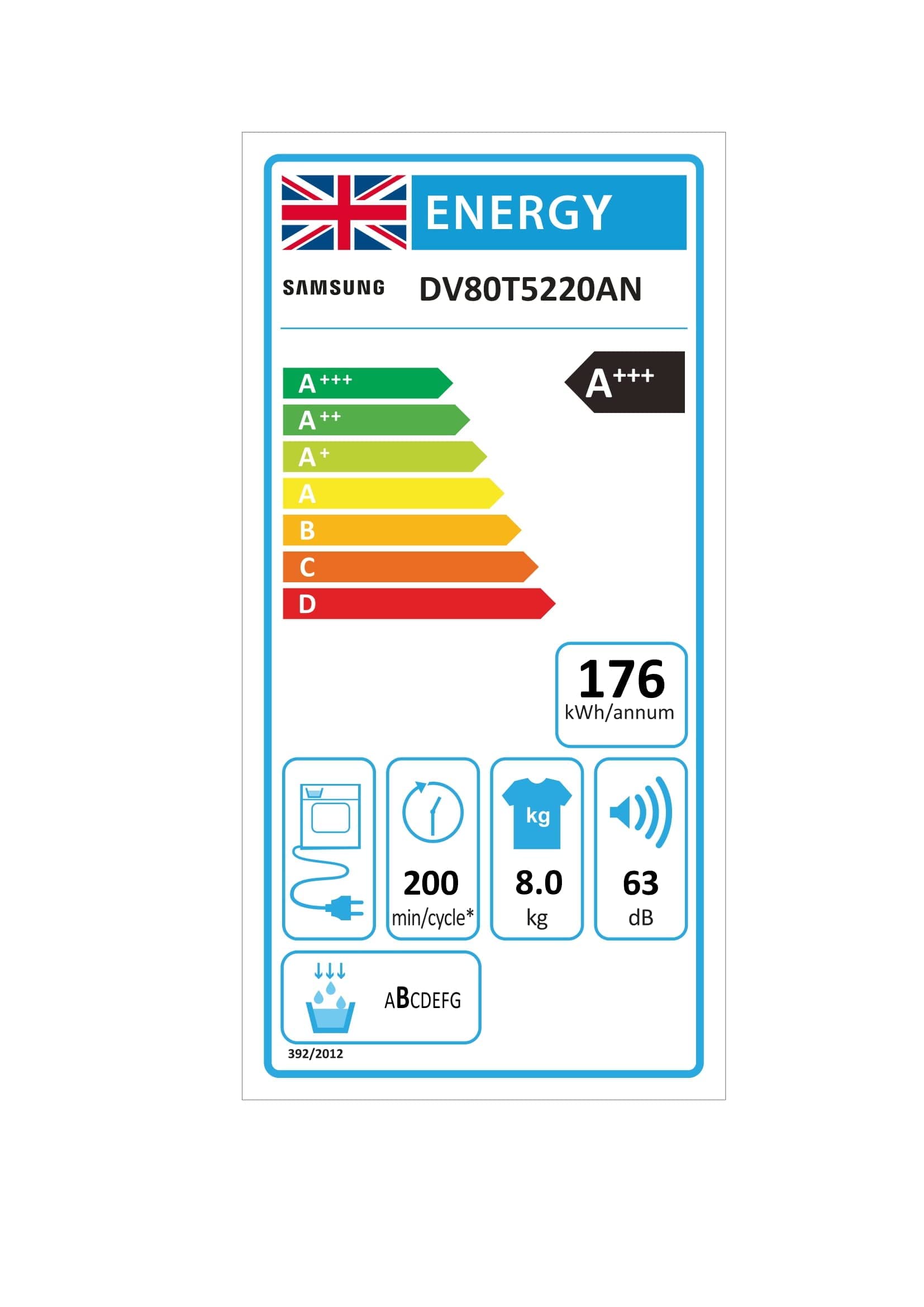 Samsung Series 5+ DV90T5240AN/S1 with OptimalDry™, Freestanding Heat ...