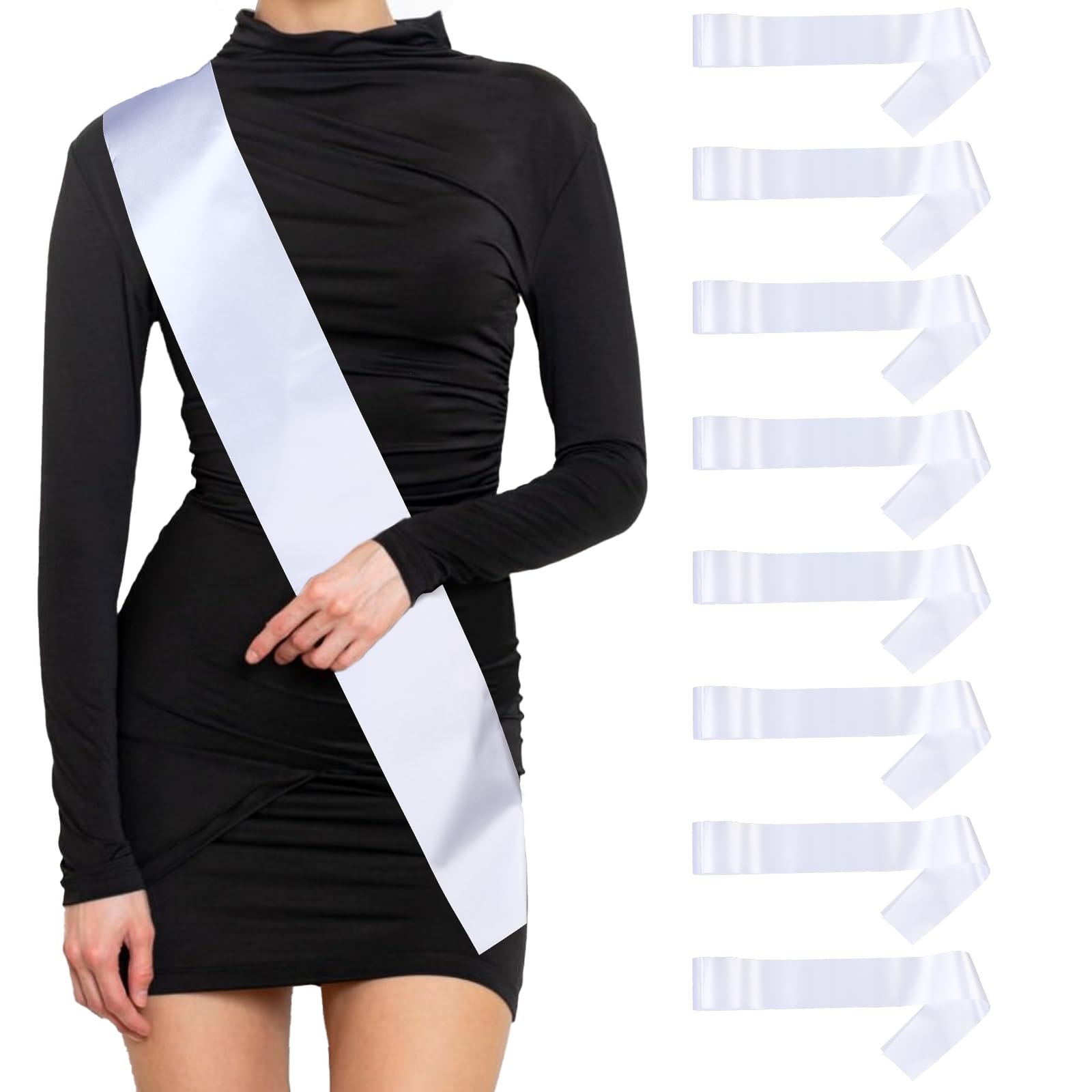 Amazon.com: Grevosea 8 Pcs White Sashes Blank for Pageants, 2025 White ...