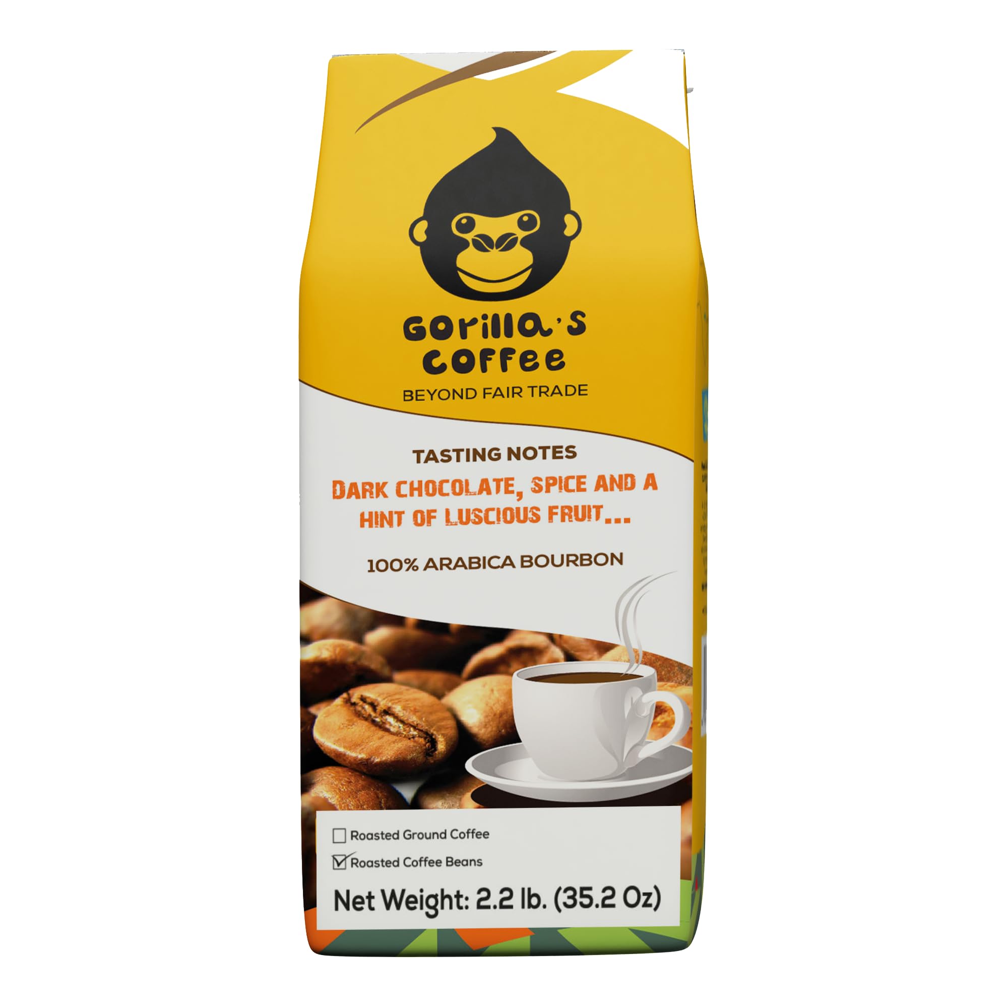 Amazon.com : Gorilla's Coffee Arabica Bourbon - Medium Roast Whole Bean ...